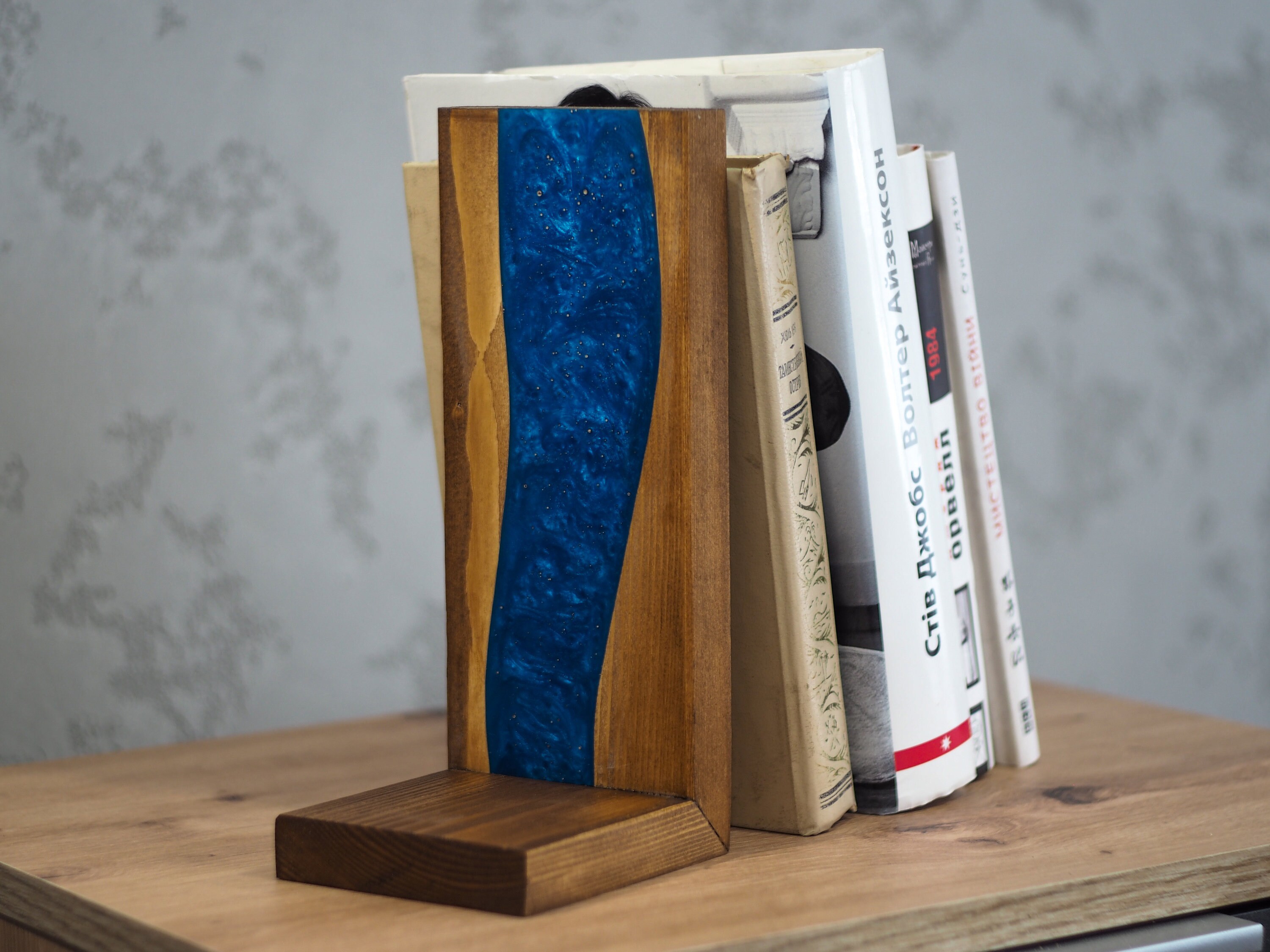 Bookends Wooden Epoxy Handmade Bookends Book Ends Book - Etsy