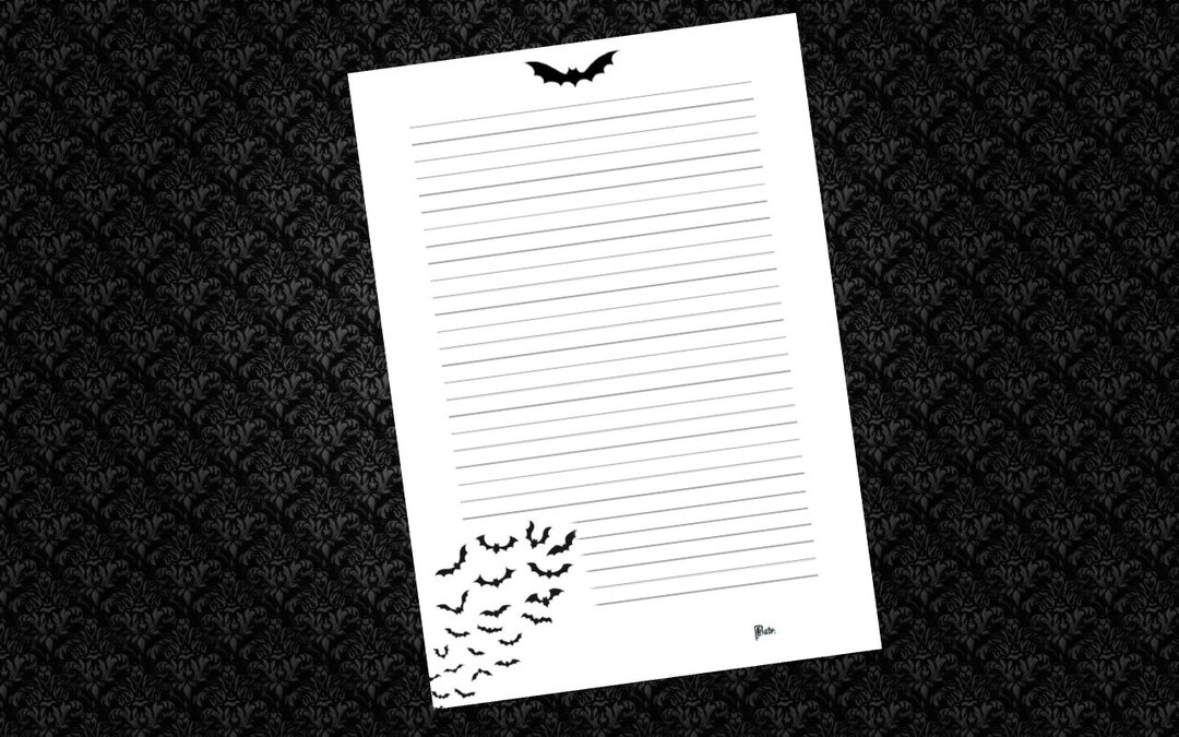 Bat Writing Paper PDF - Etsy