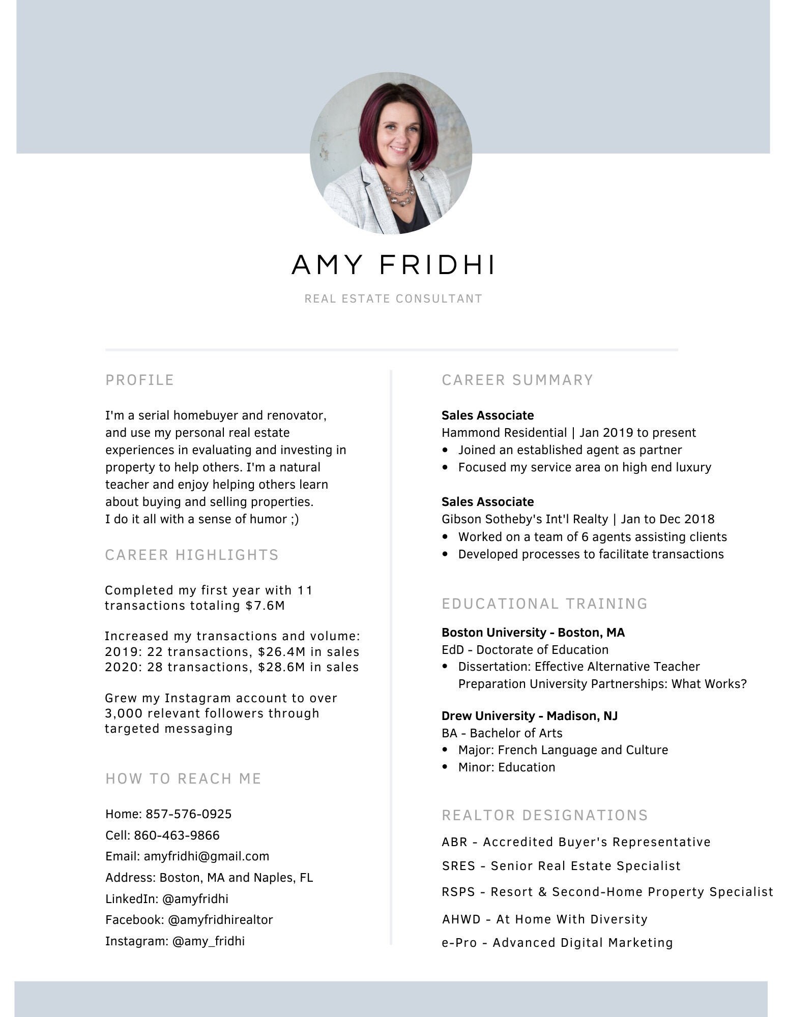 Custom Realtor® Resumé - CLASSIC Template - Etsy