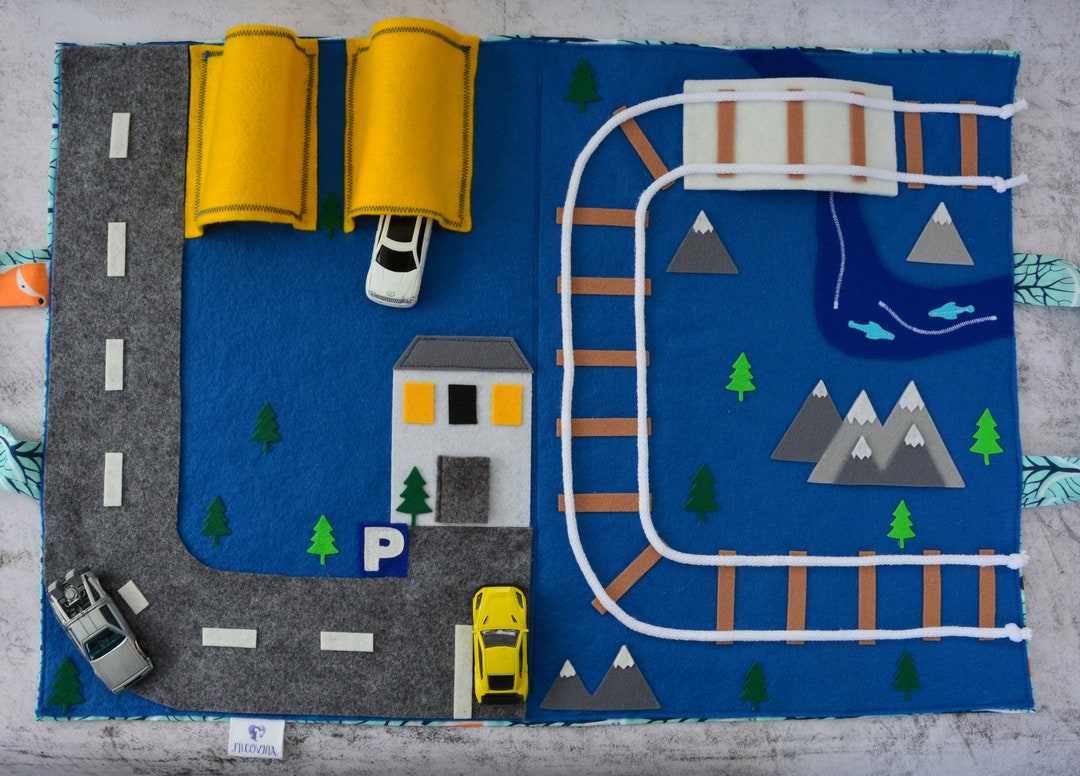 Roads Activity Mat, Car Rug Train, Train Track, Boys Travel Toy, Travel ...