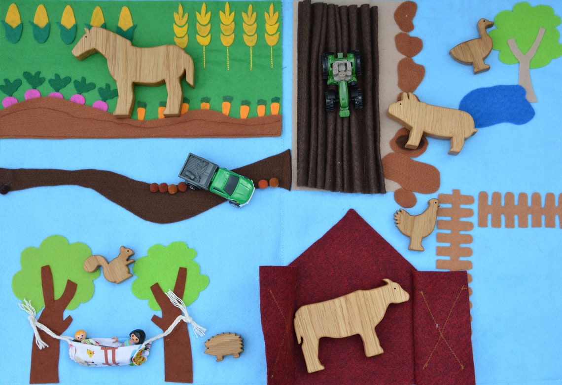 Farm Animals Play Mat for Kids My Little Farm Homestead Fun - Etsy