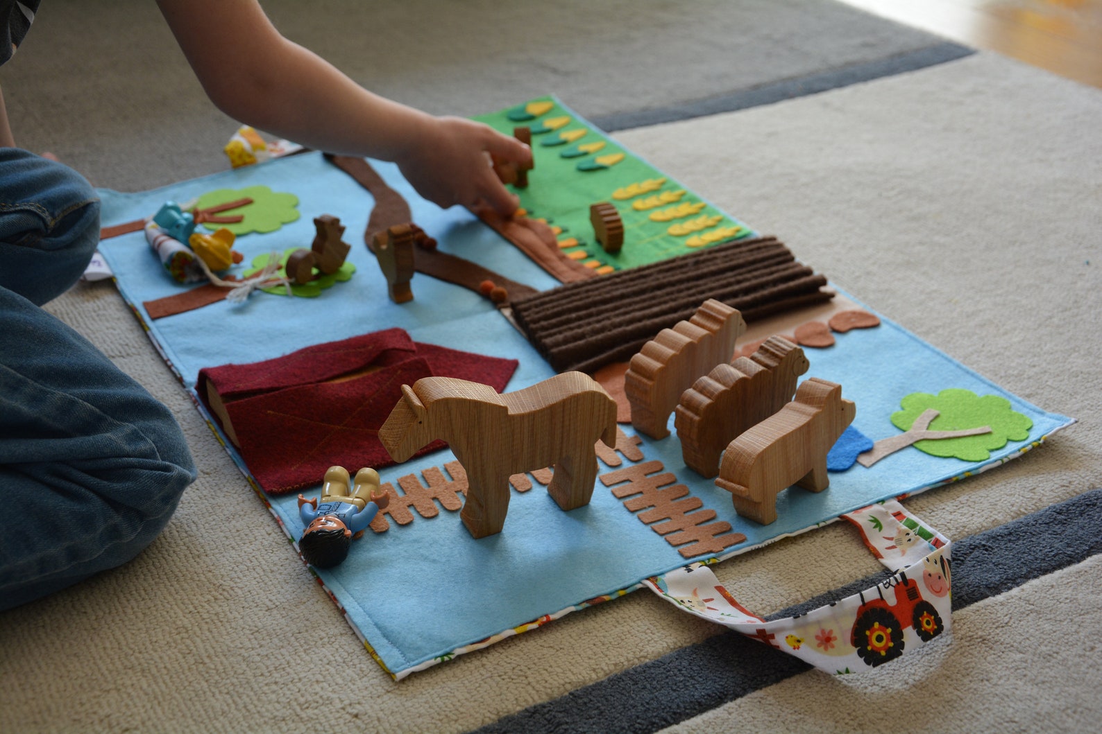 Farm Animals Play Mat for Kids My Little Farm Homestead Fun - Etsy