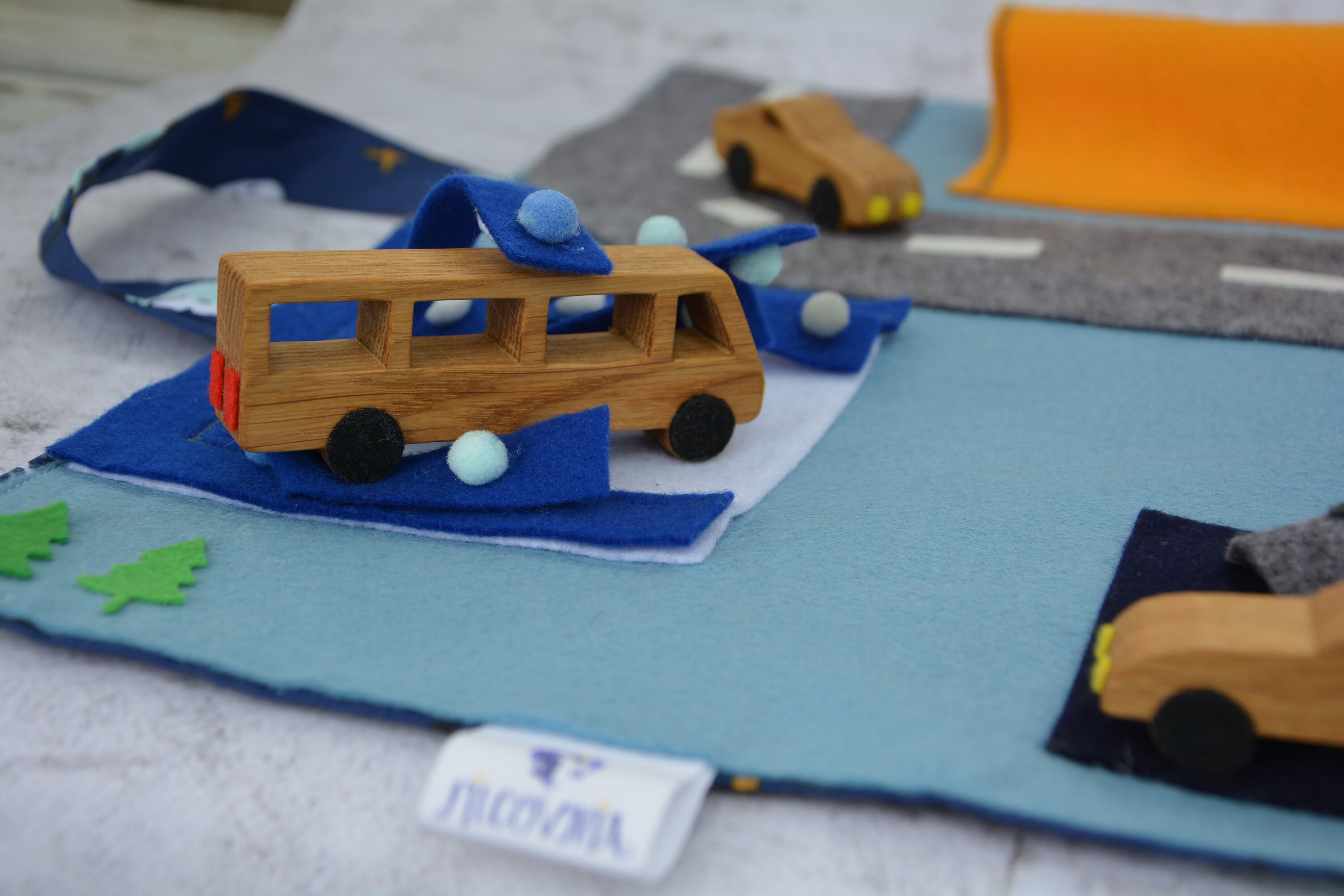 Felt Road Play Mat With Wooden Cars: Foldable Travel Toy - Etsy