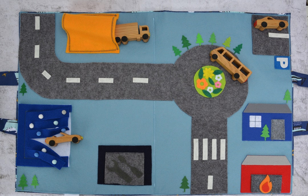 Complete Play Set, Felt Play Mat With Wooden Cars, Road Adventure City ...