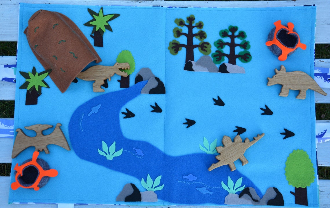 Dino land play mat fabric foldable play mat dino adventure | Etsy