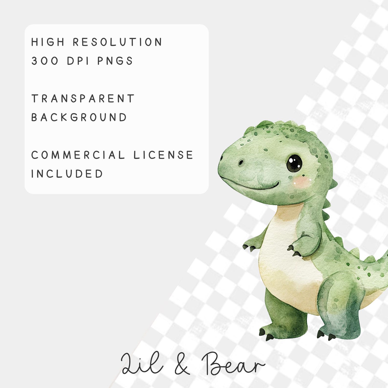 Cute Baby Dinosaur Clipart, Baby T-rex Clipart, Commercial Use ...