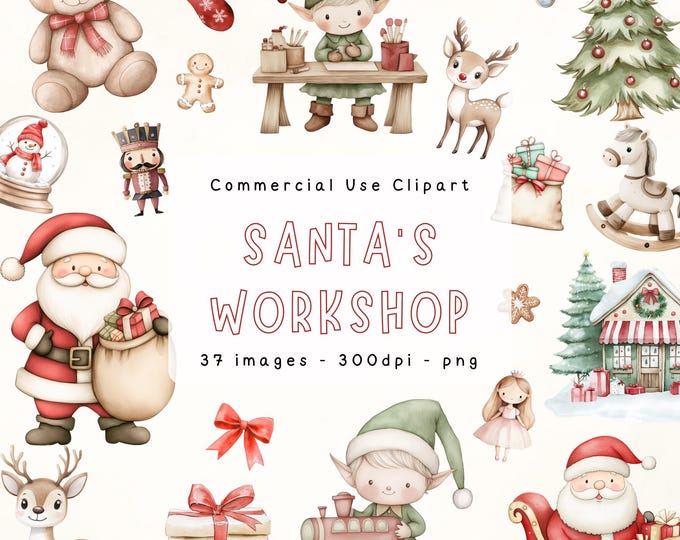 Cute Santa's Workshop Clipart - Cute Christmas Clipart - Christmas ...