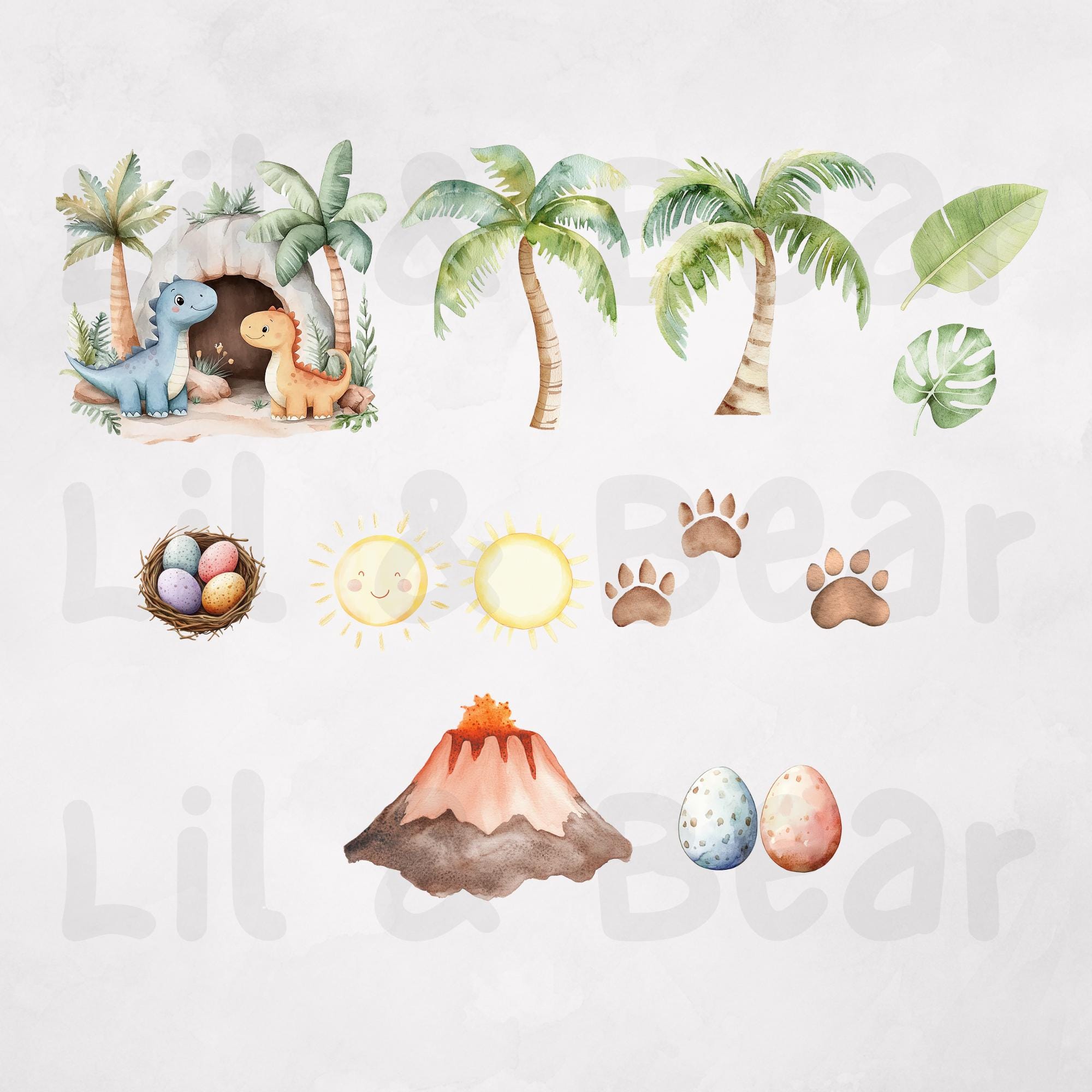 Cute Baby Dinosaur Clipart, Baby T-rex Clipart, Commercial Use ...