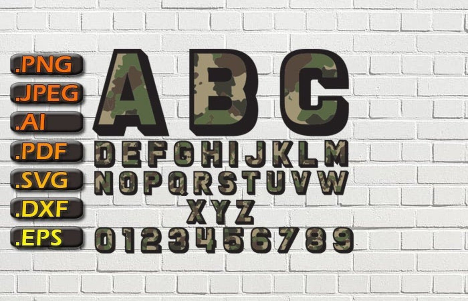 Camo font SVG Camouflage font SVG SVG alphabet Military | Etsy