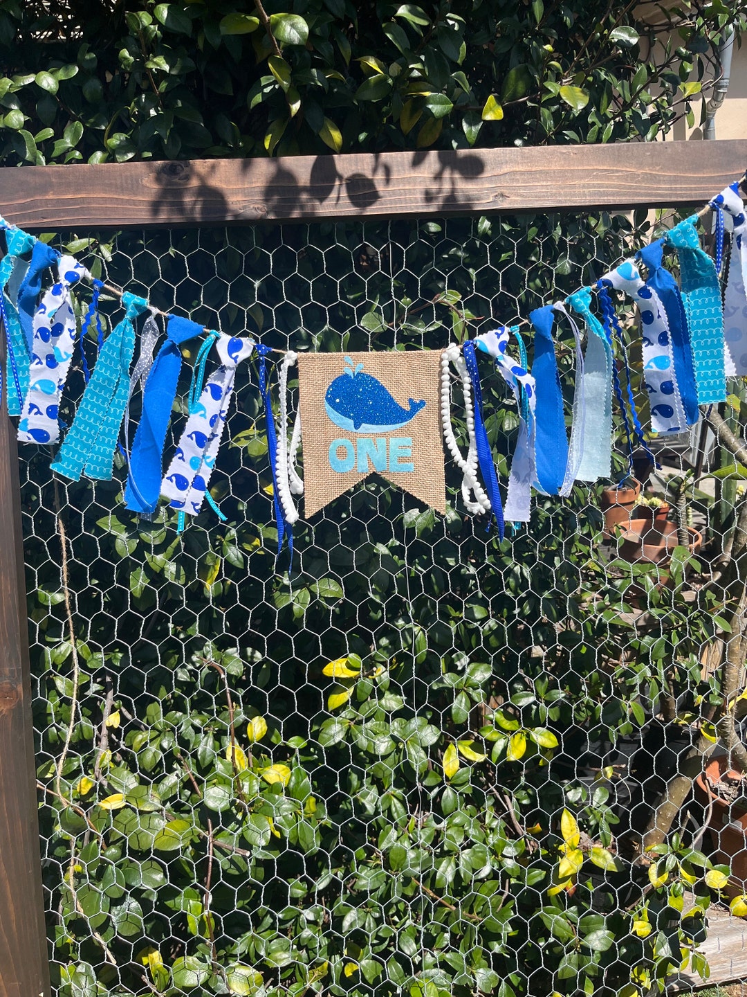 Whale of a Time First Birthday Themed Fabric High Chair Banner, High ...