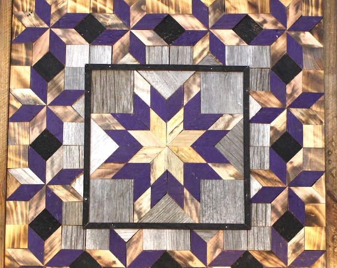 Amish Barn Quilt Wall Art 20.5 X 20.5 Purple Star Border - Etsy