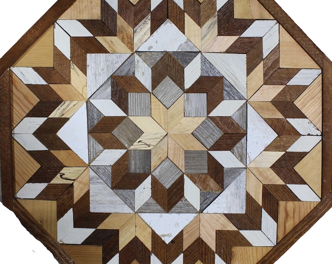 Amish Barn Quilt Wall Art 20.5 X 20.5 Octagon: Neutral Tone Flowerburst ...