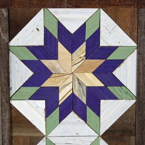 Amish Barn Quilt Wall Art 30 X 10.5 Green and Purple Stars - Etsy