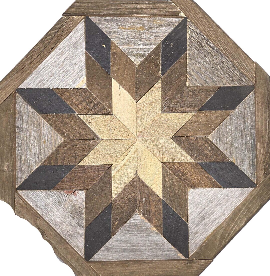 Amish Barn Quilt Wall Art 10.5 X 10.5 Octagon: Neutral Color Star - Etsy