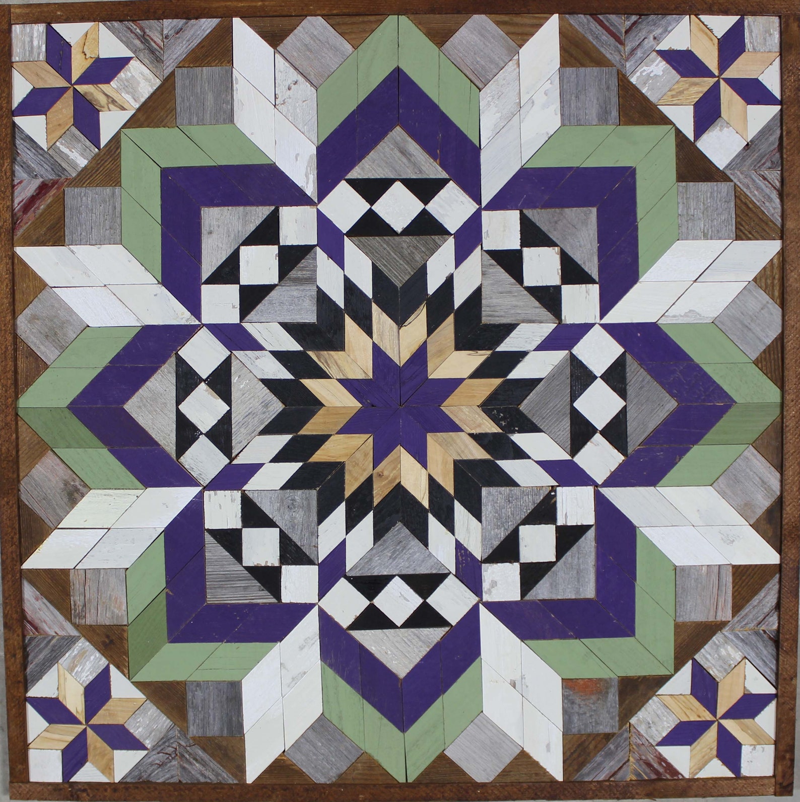 Amish Barn Quilt Wall Art 3 by 3 Large Purple and Sage Green Flower - Etsy