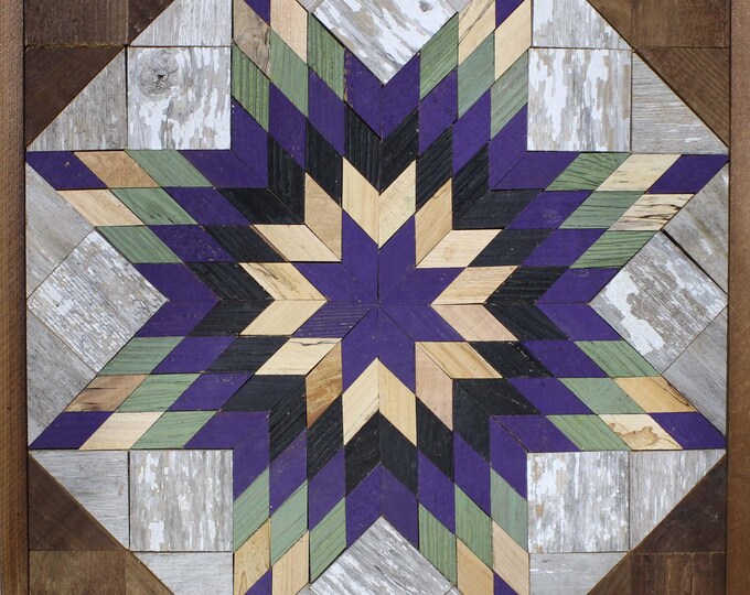 Amish Barn Quilt Wall Art 20.5 X 20.5 Purple and Green Star - Etsy