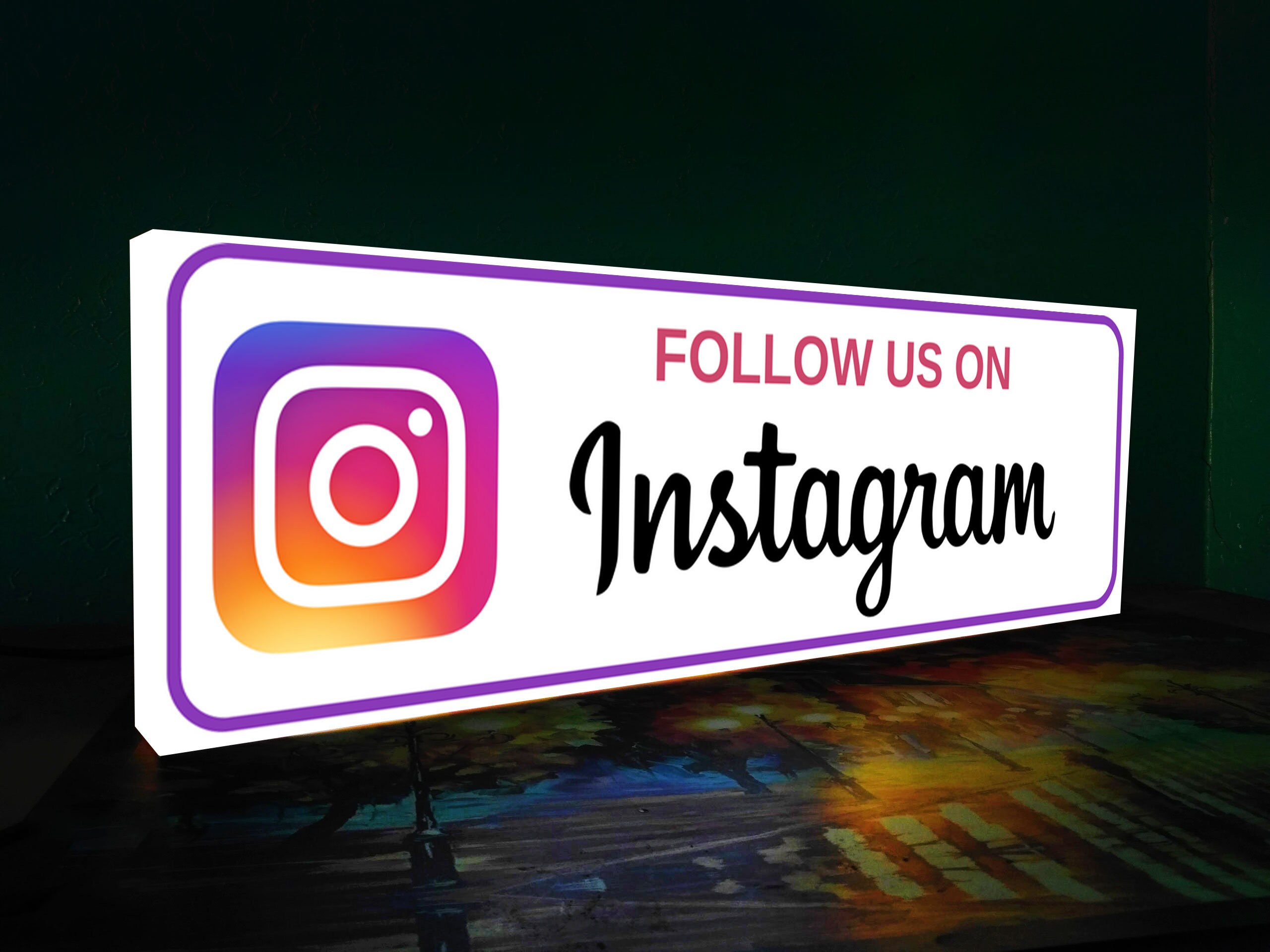 Instagram LED sign Follow us on Instagram light box | Etsy