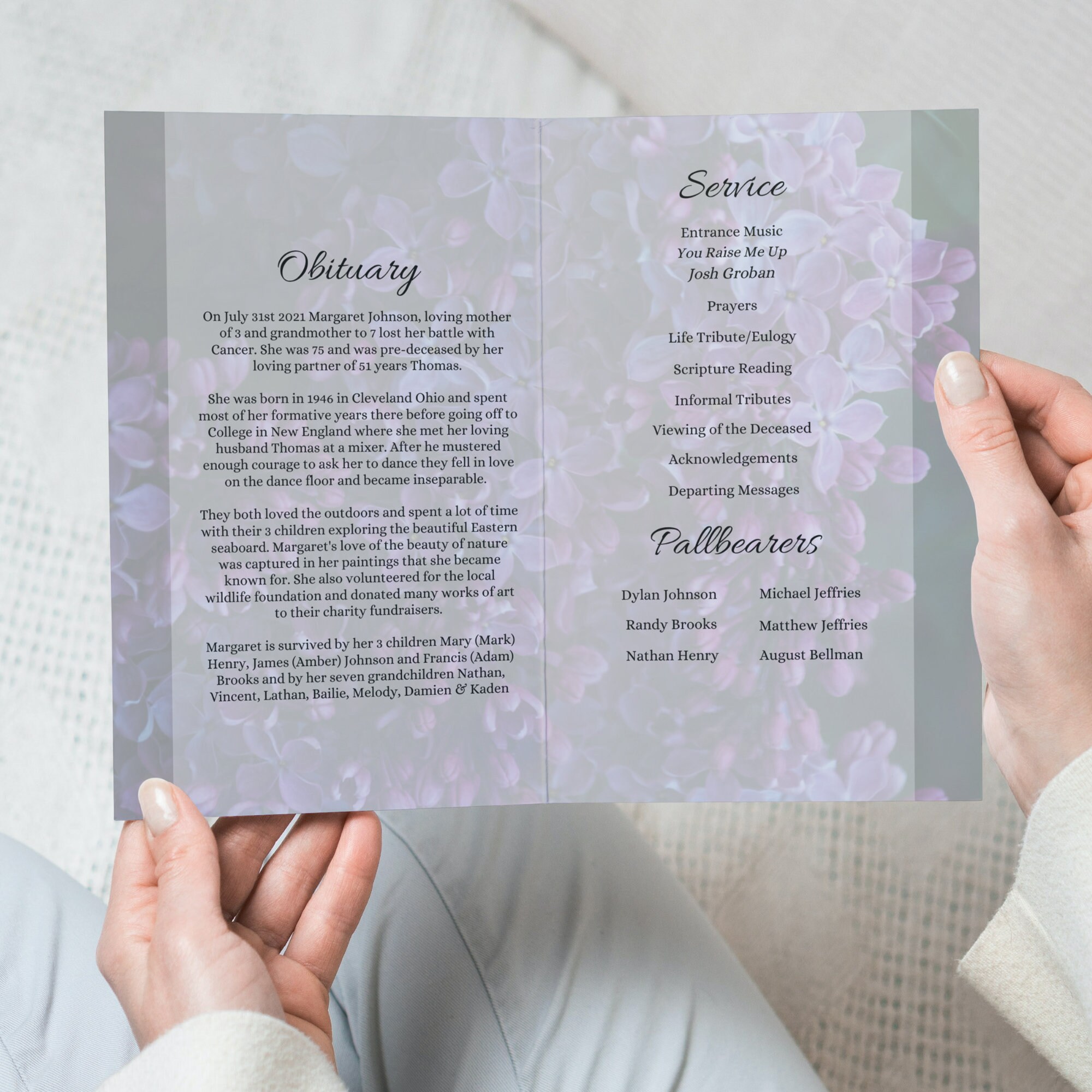 Funeral Program Template Canva Funeral Printable Editable - Etsy