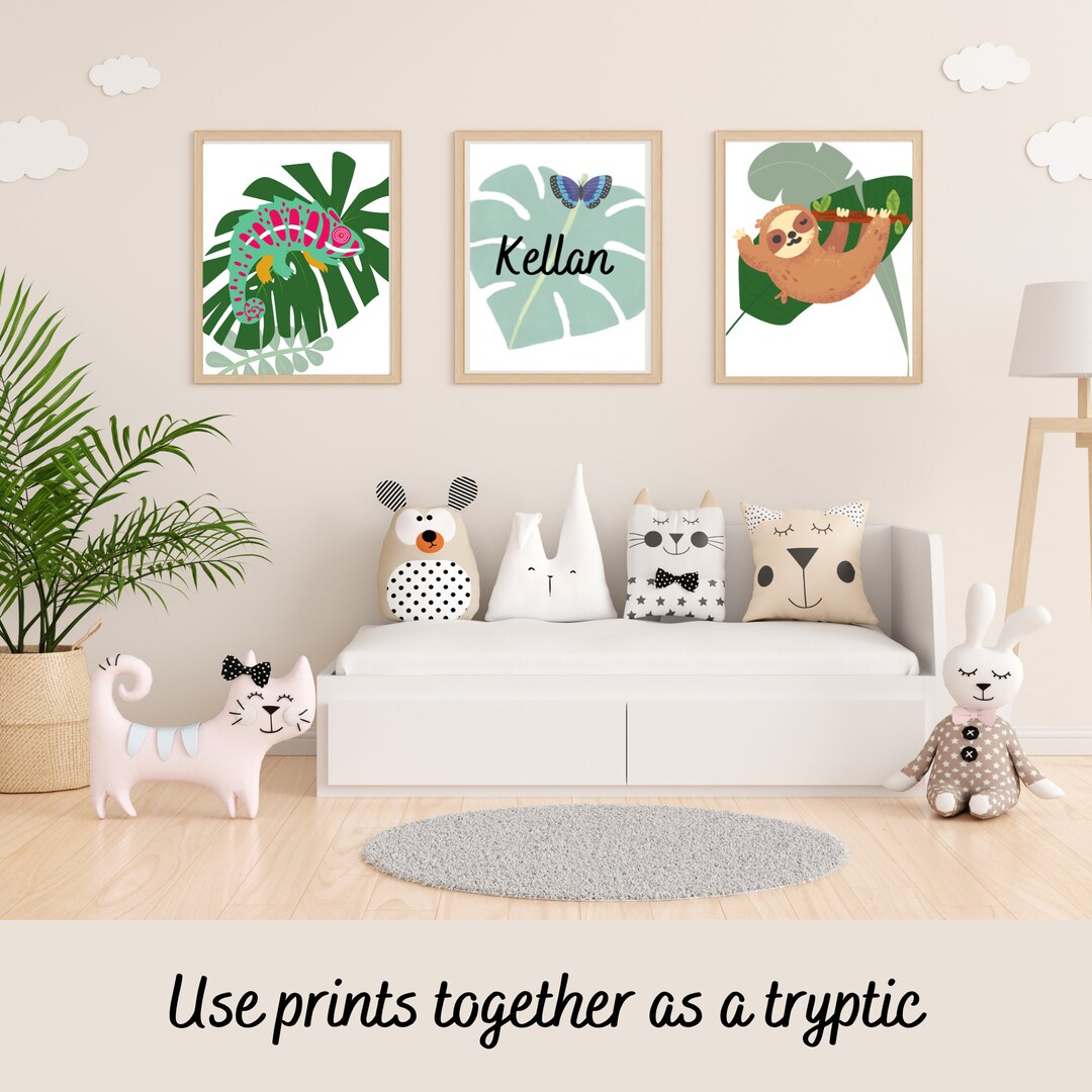 Nursery Decor EDITABLE, Triple Neutral Color Print, Jungle Nursery ...
