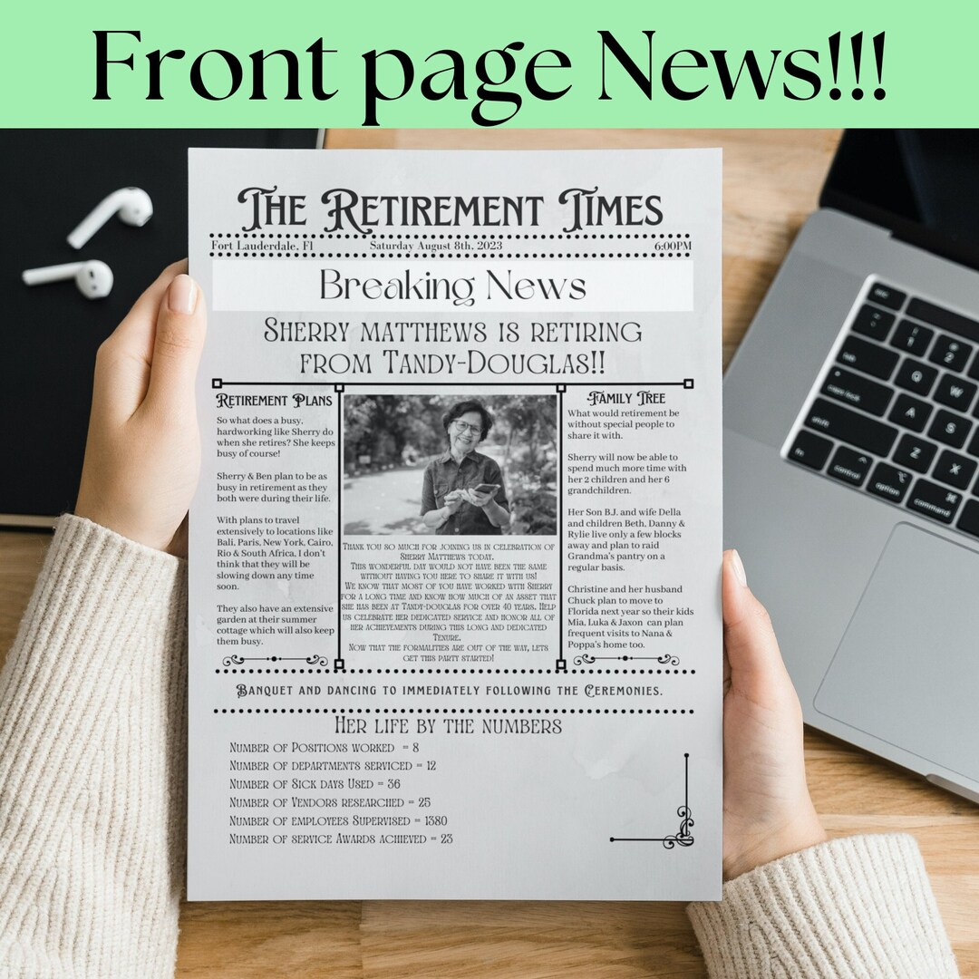 Custom Newspaper| Retirement Magazine| Template| Articles Infographic ...