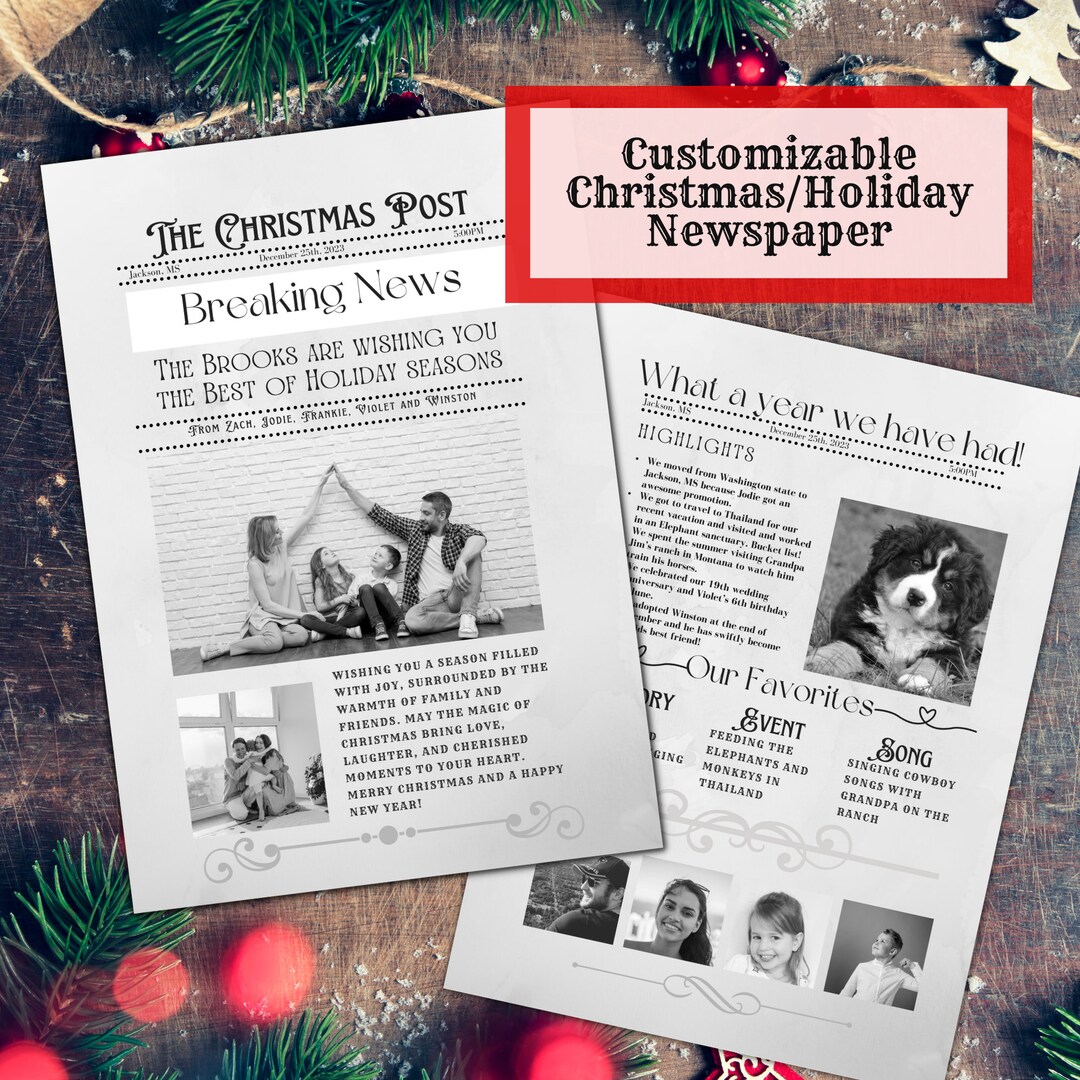 Christmas Newsletter Template | New Year’s, Holiday Newsletter ...
