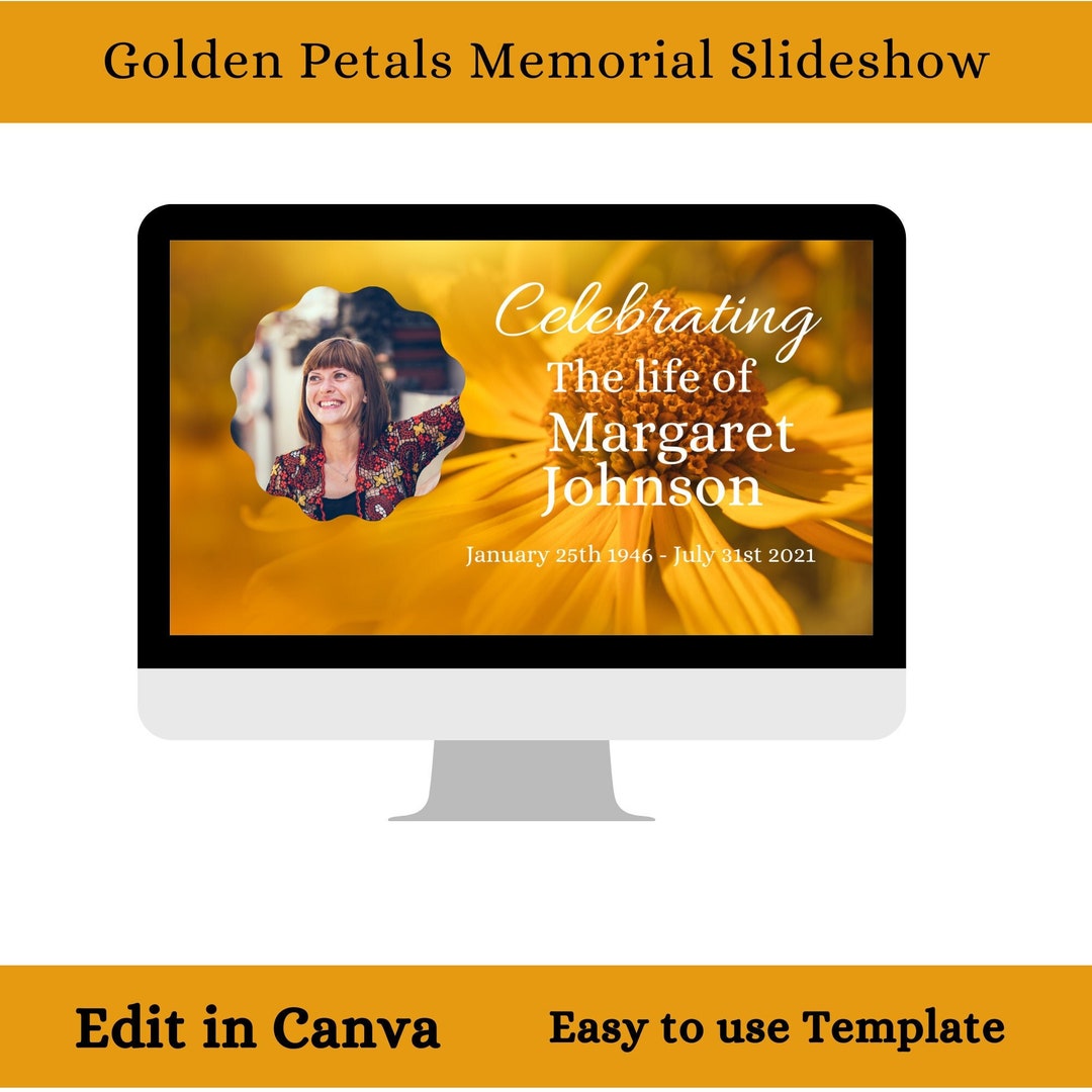 Funeral Photo Slideshow Template, Memorial Video for Woman, Celebration ...