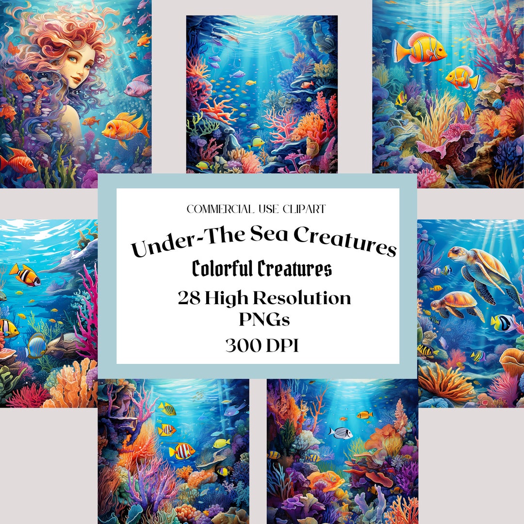 Under the Sea Clipart, Ocean Animals, Commercial Use, Card Making ...