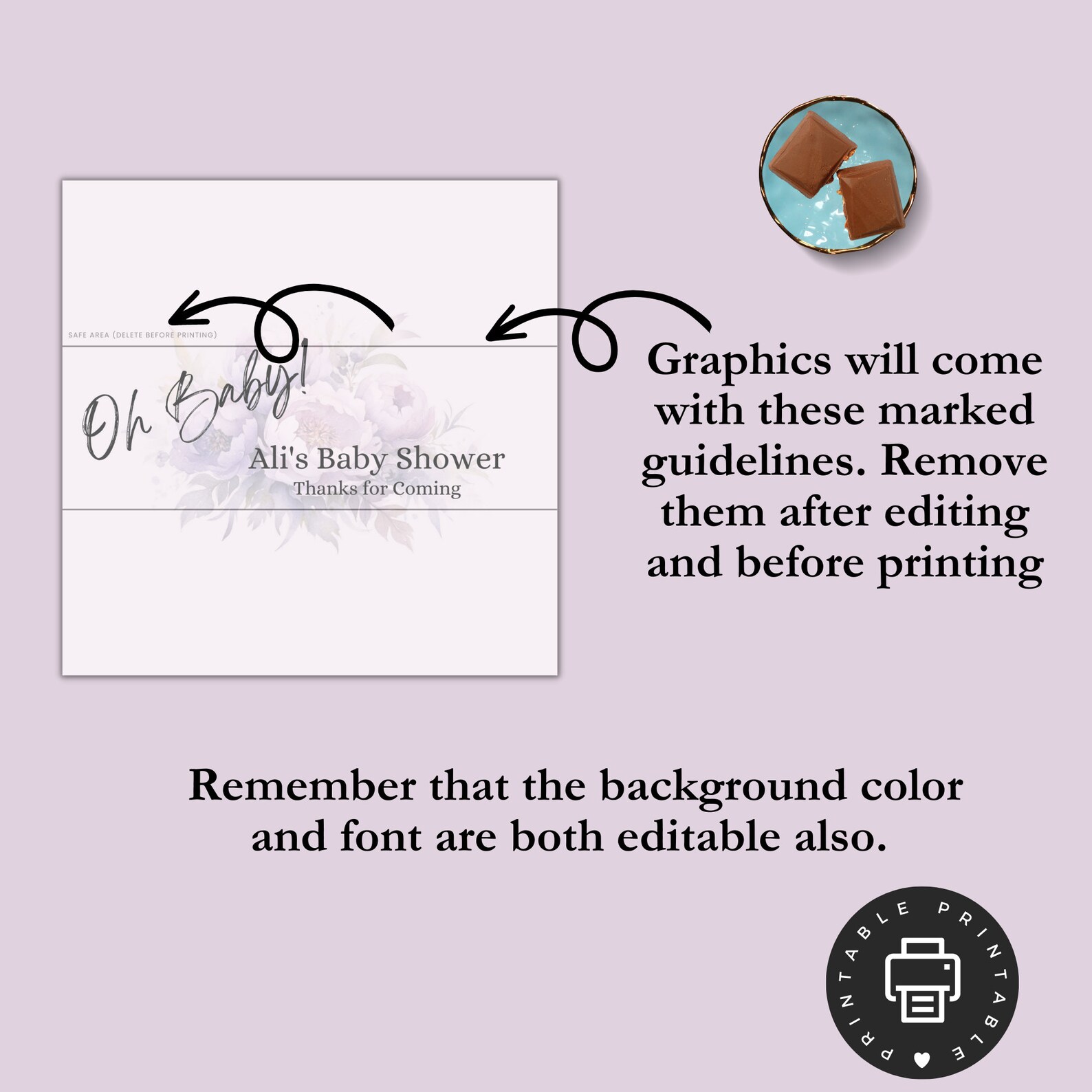 Customizable Chocolate Bar Wrapper, Instant Download, Baby Shower ...