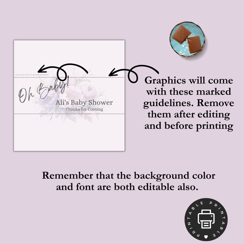 Customizable Chocolate Bar Wrapper, Instant Download, Baby Shower ...