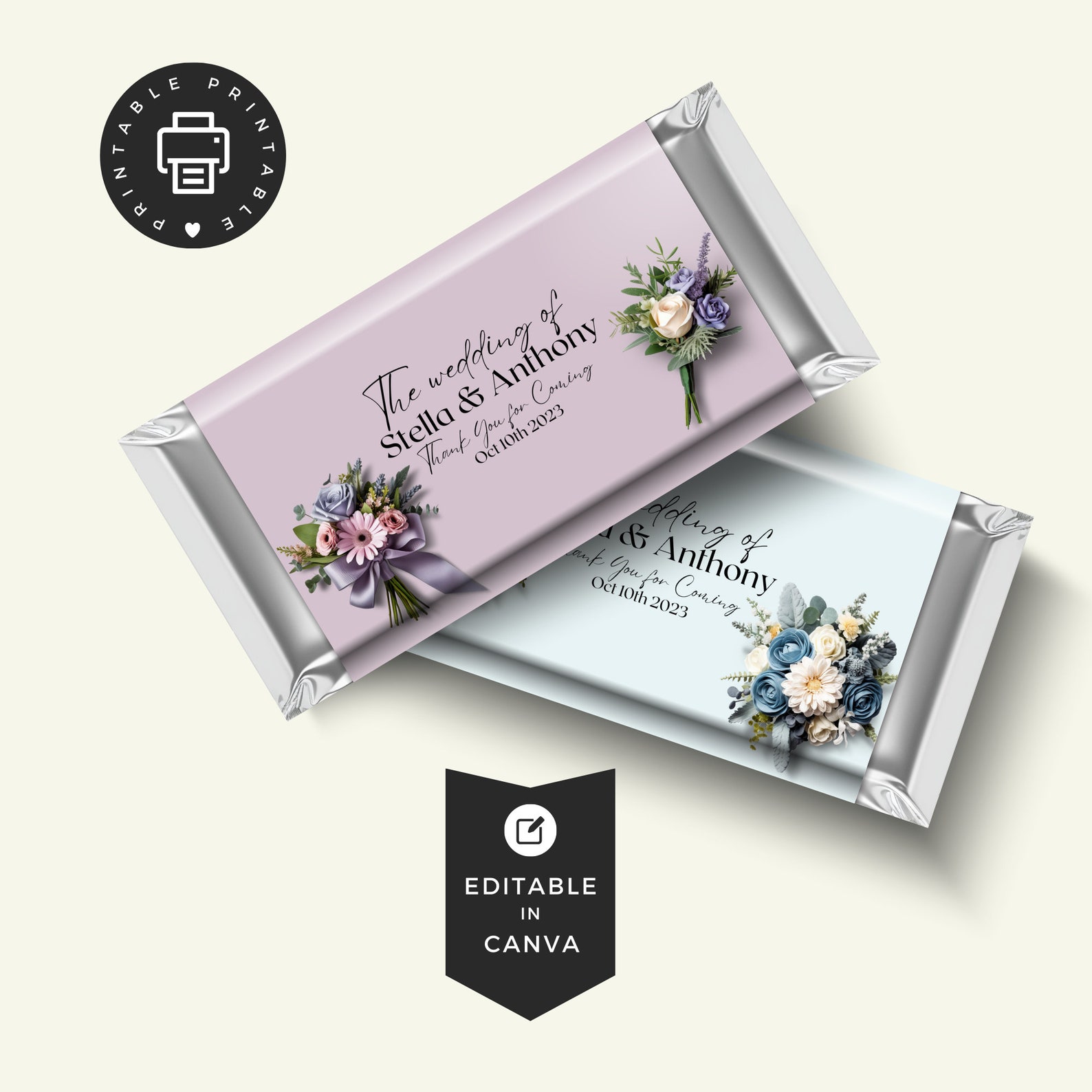 Customizable Chocolate Bar Wrapper, Instant Download, Wedding ...