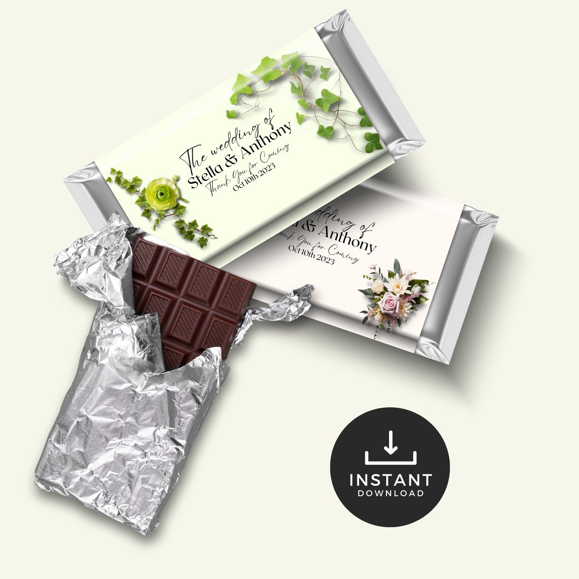 Customizable Chocolate Bar Wrapper, Instant Download, Wedding Printable ...