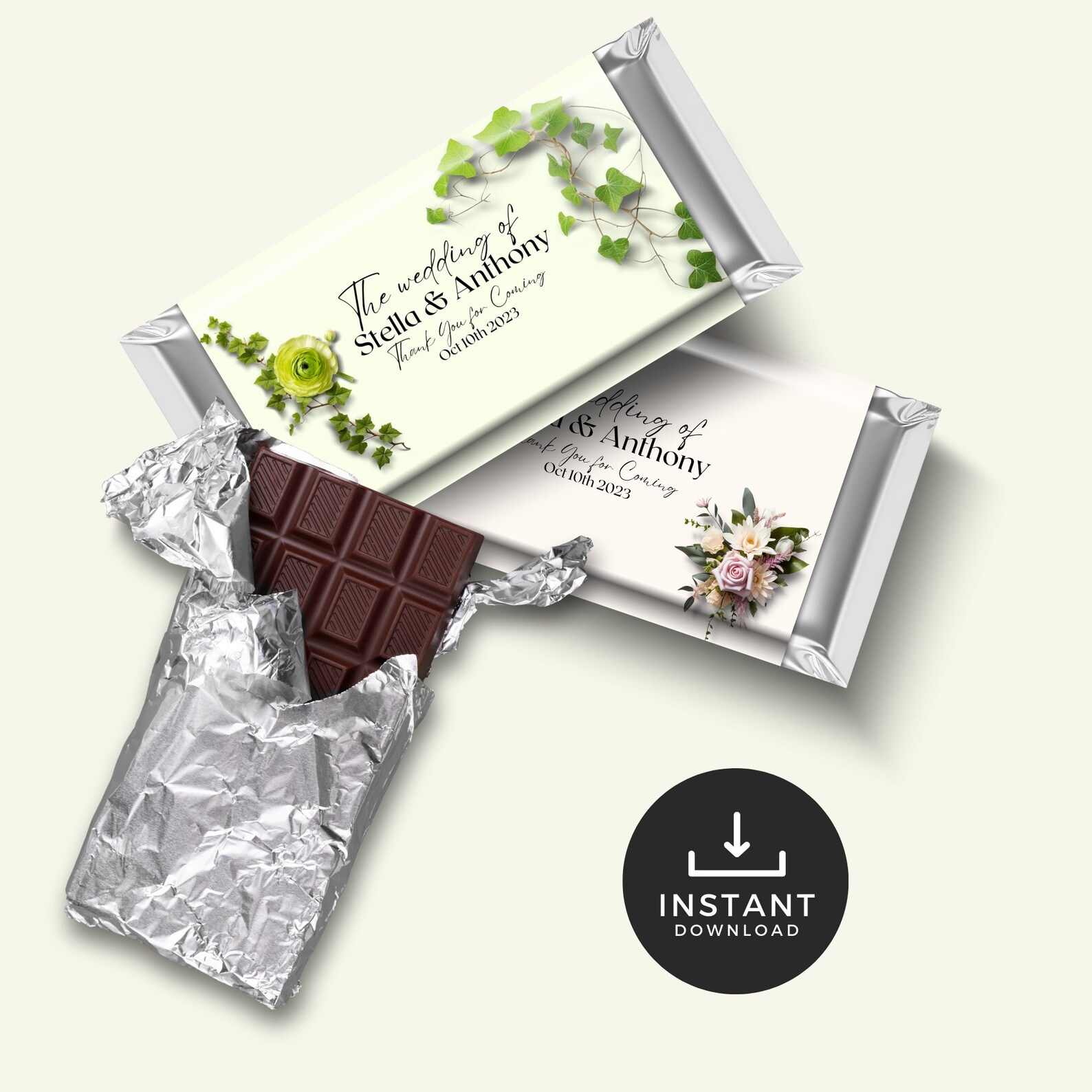 Customizable Chocolate Bar Wrapper, Instant Download, Wedding ...