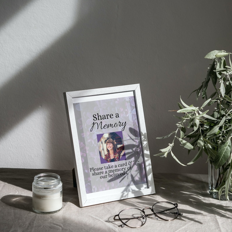 Funeral Share a Memory Card Template, Lilac Purple (canva Printable) - Etsy
