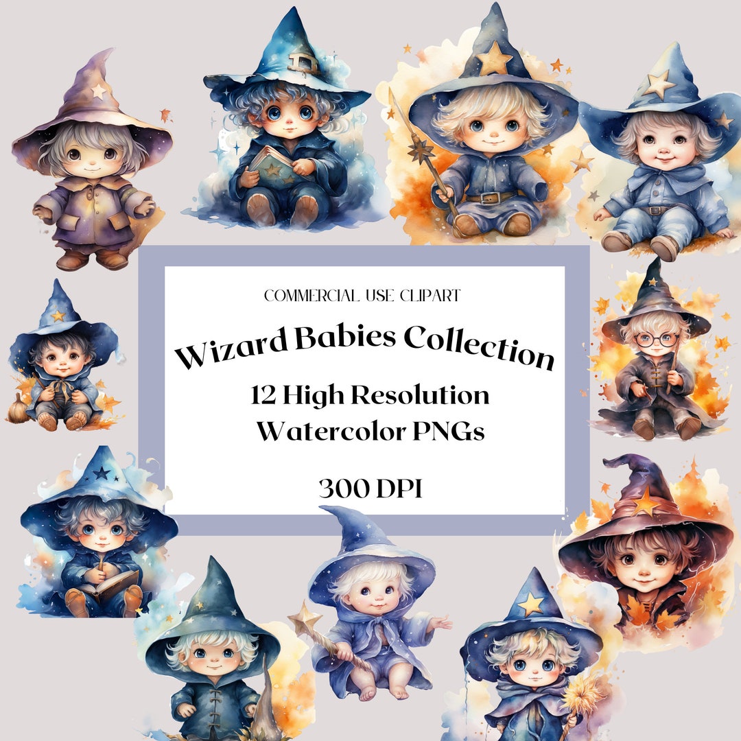Watercolor Wizard Babies Clipart | Instant Download | Transparent Png ...