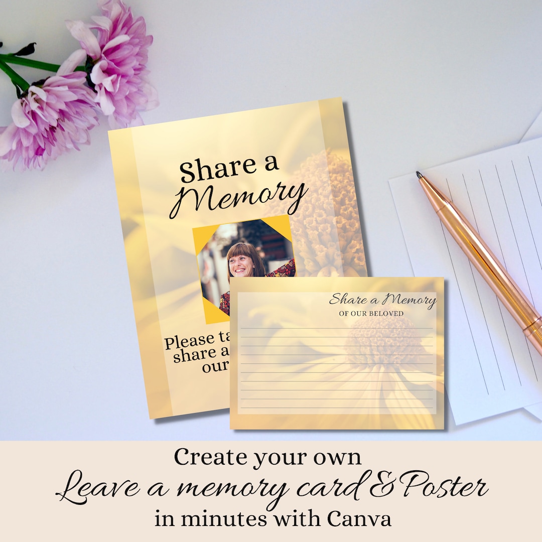 Funeral Share a Memory Template, Editable Memorial Card (canva ...