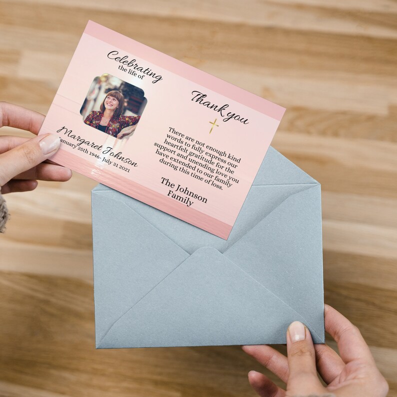 Funeral Thank You Card Template, Editable Memorial (canva Printable) - Etsy