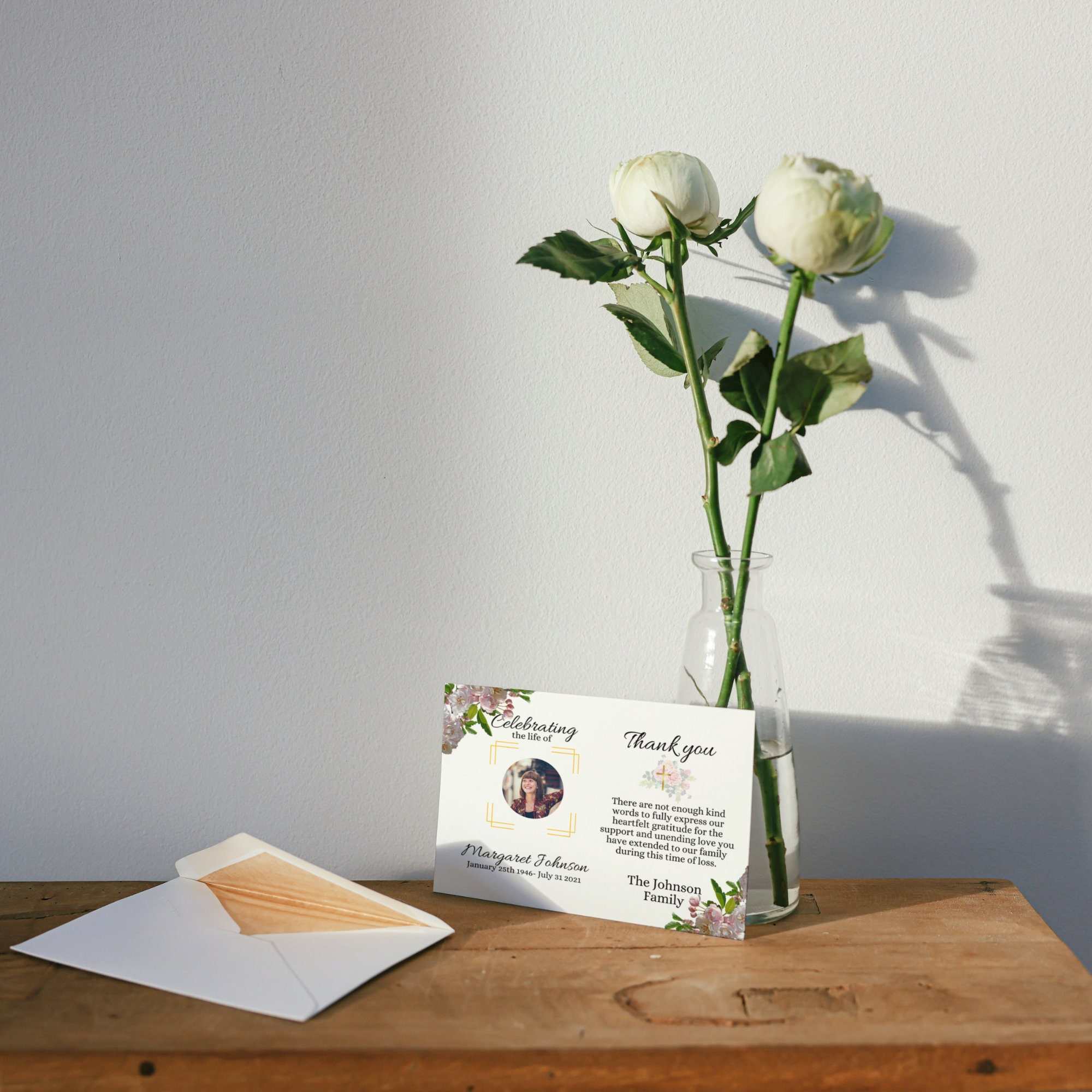 Funeral Thank You Template, Canva Funeral Printable, Editable Memorial ...