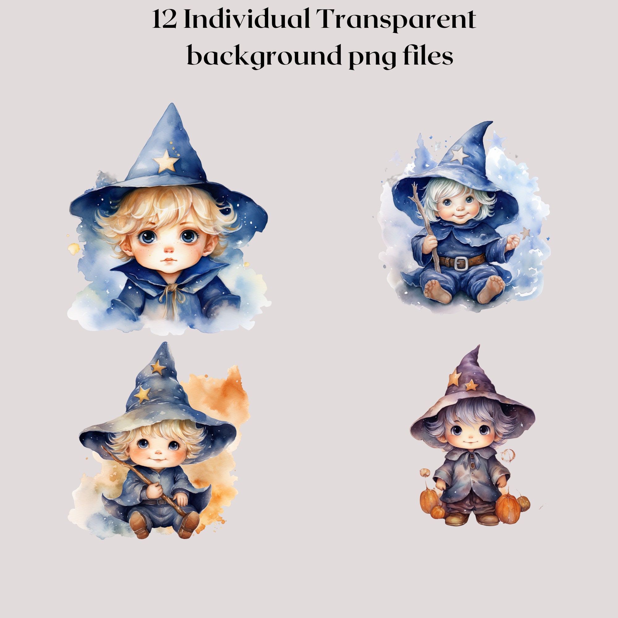 Watercolor Wizard Babies Clipart | Instant Download | Transparent Png ...