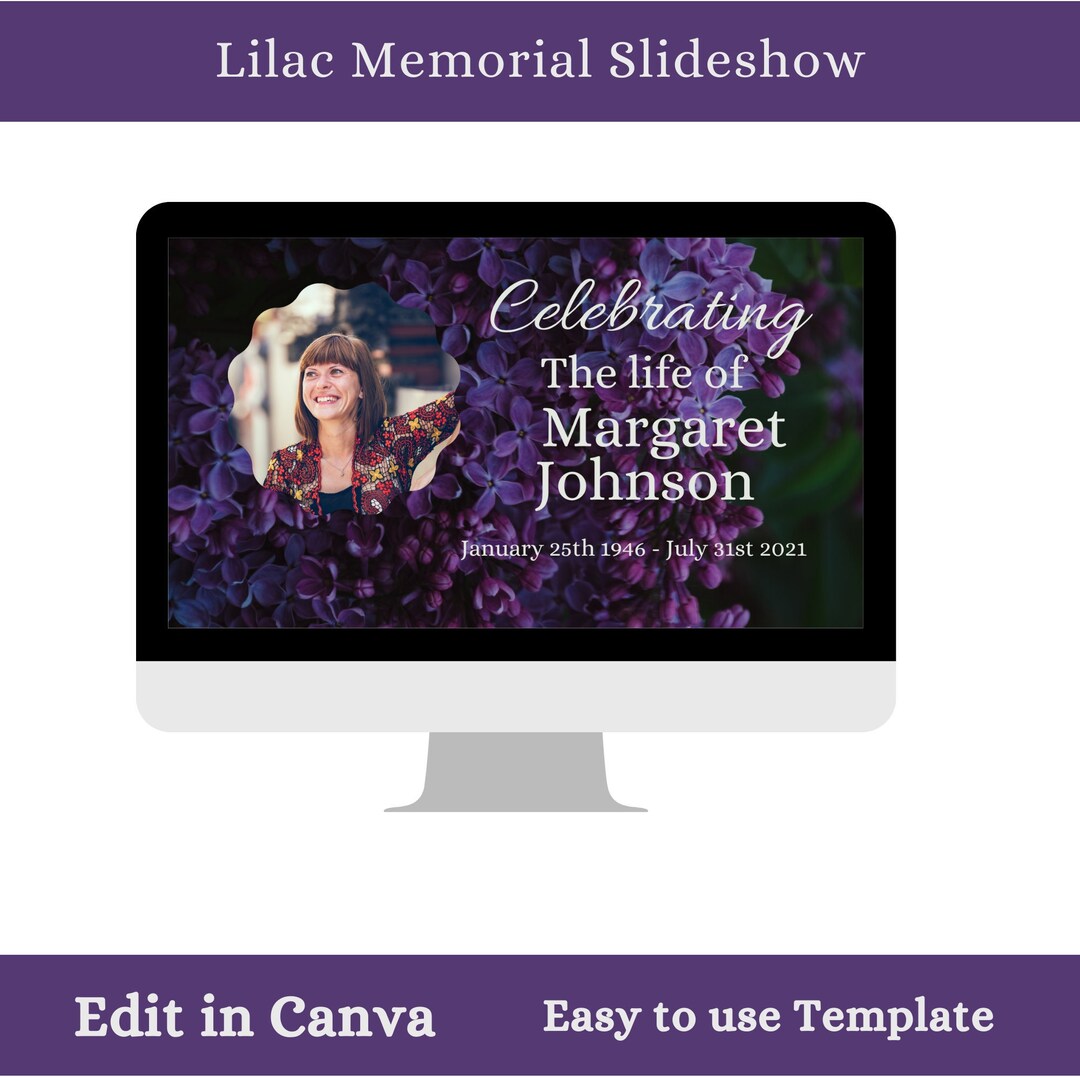 Funeral Photo Slideshow Template, Memorial Video for Woman, Celebration ...
