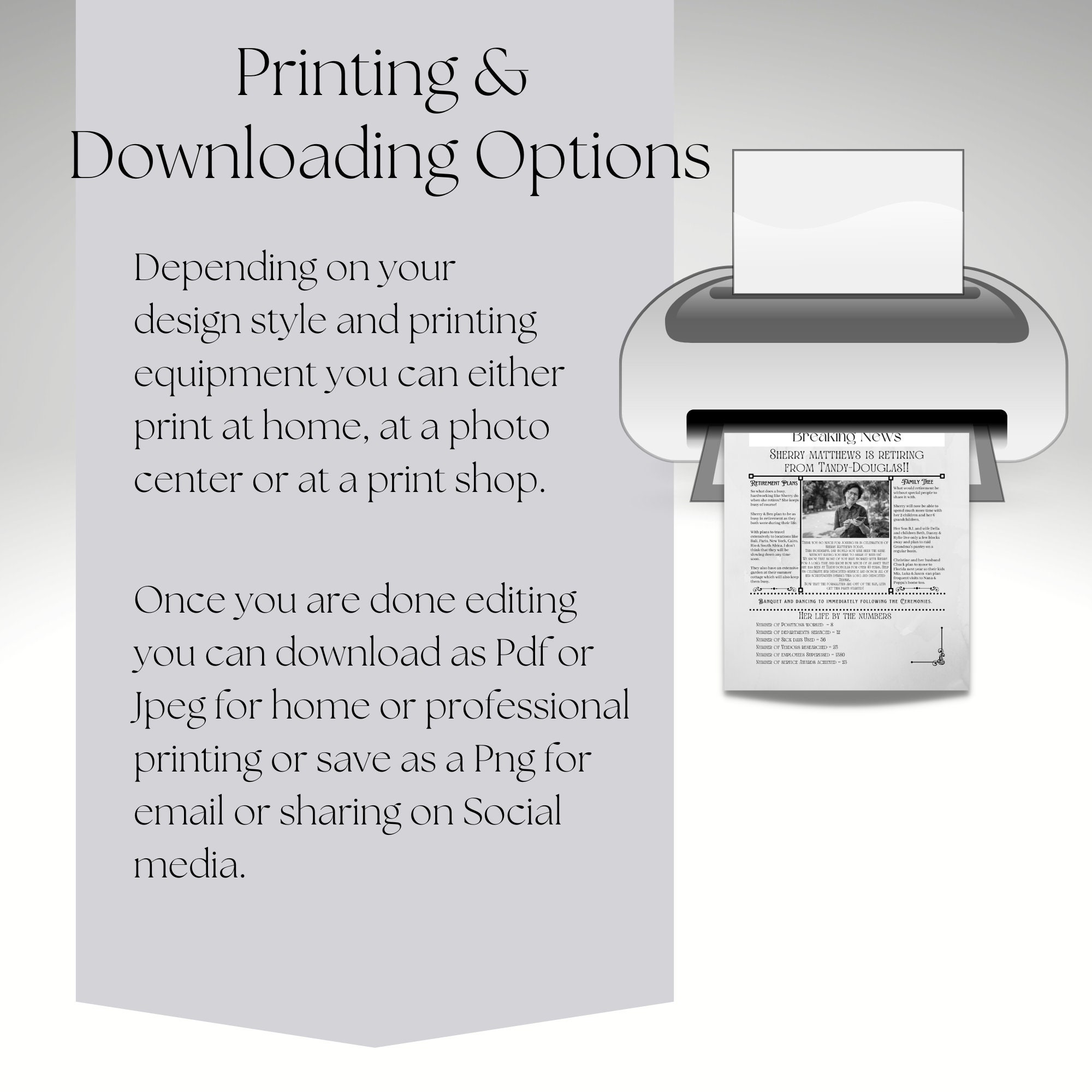 Custom Newspaper| Retirement Magazine| Template| Articles Infographic ...