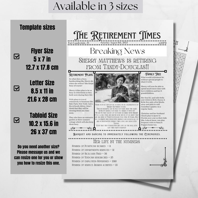 Custom Newspaper| Retirement Magazine| Template| Articles Infographic ...