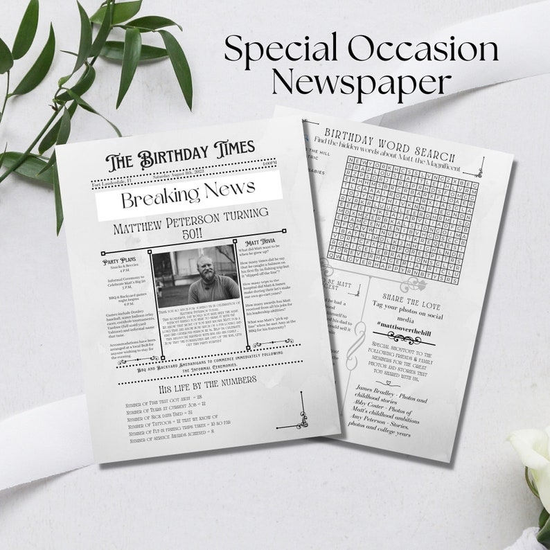 Custom Newspaper Birthday Magazine Newspaper Template - Etsy