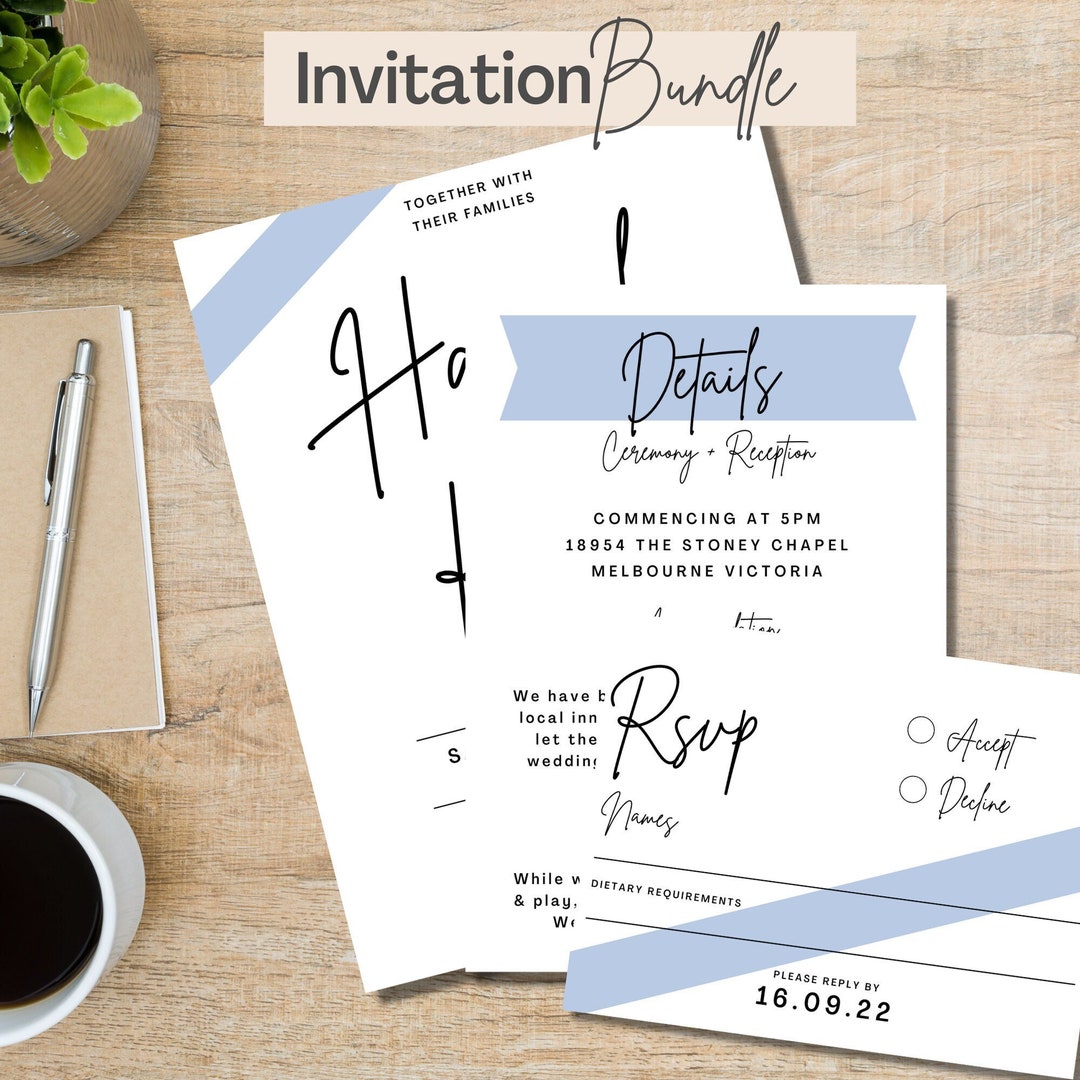 Wedding Invitation Bundle, Color Invitation Bundle, Editable Cards ...