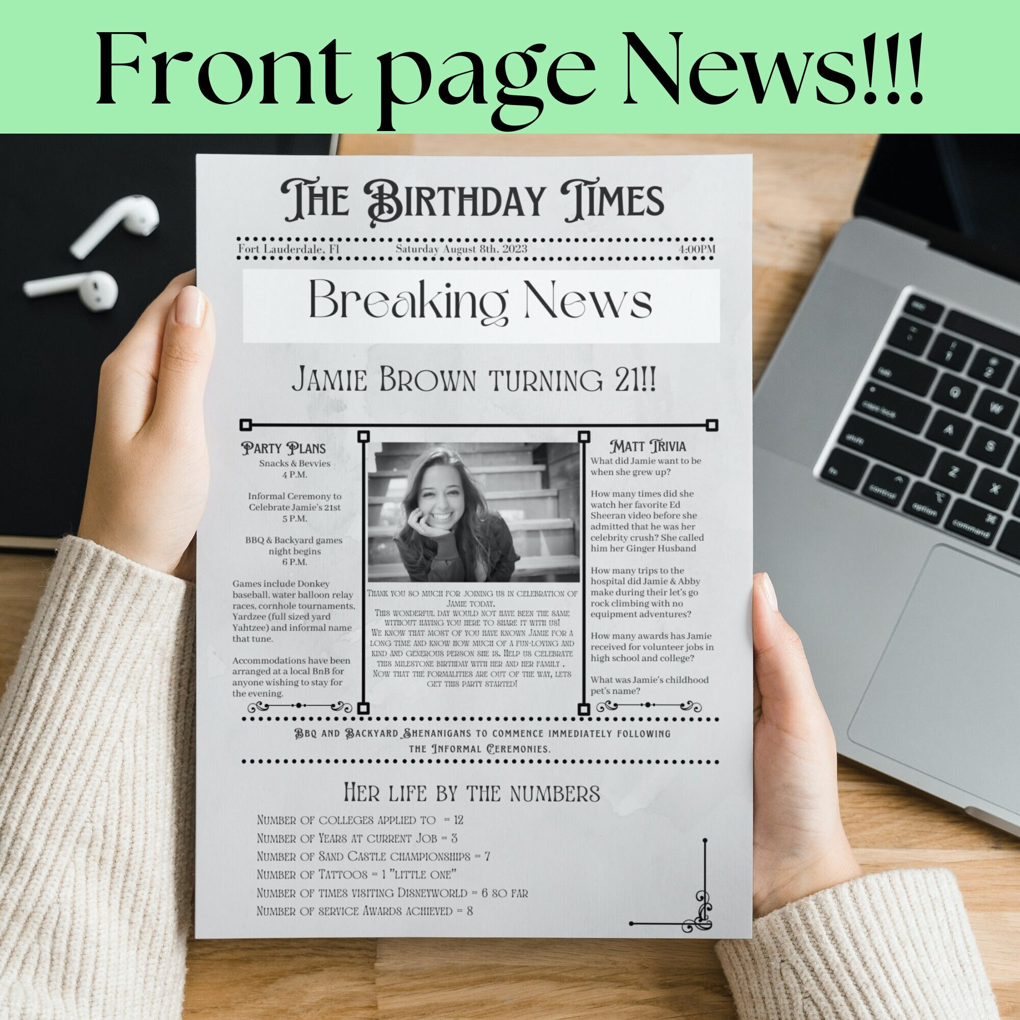 Front Page Newspaper Article Template