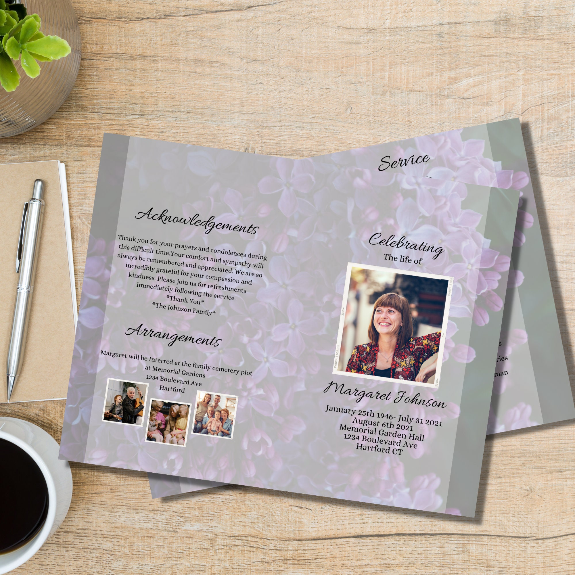 Funeral Program Template Canva Funeral Printable Editable - Etsy