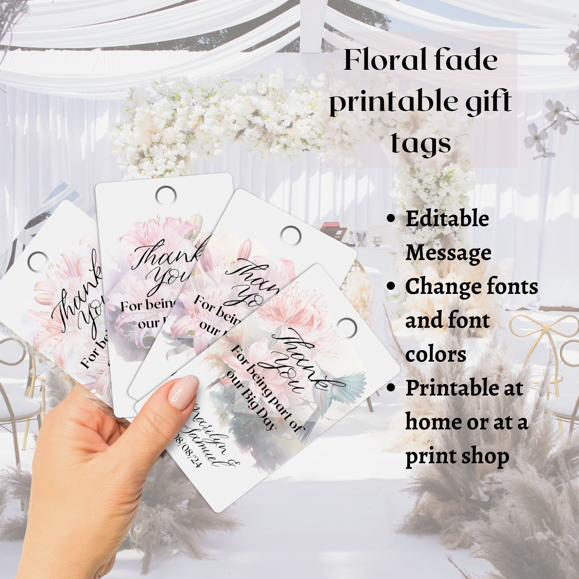 Editable Thank You Tag Printable Favor Tag Template Thank You for ...