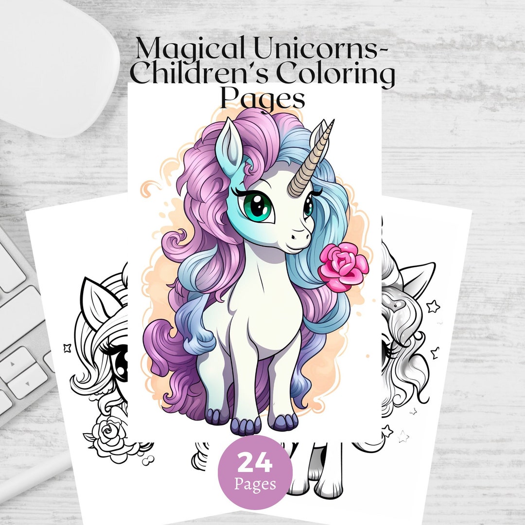Unicorns Coloring Page for Kids | Printable Coloring Pages | Digital ...