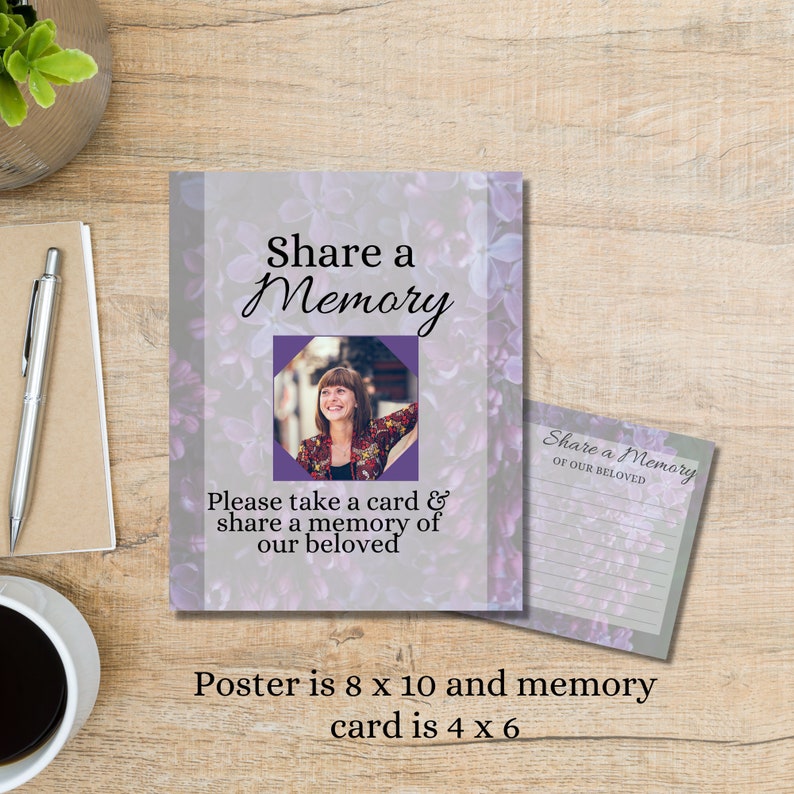Funeral Share a Memory Card Template, Lilac Purple (canva Printable) - Etsy
