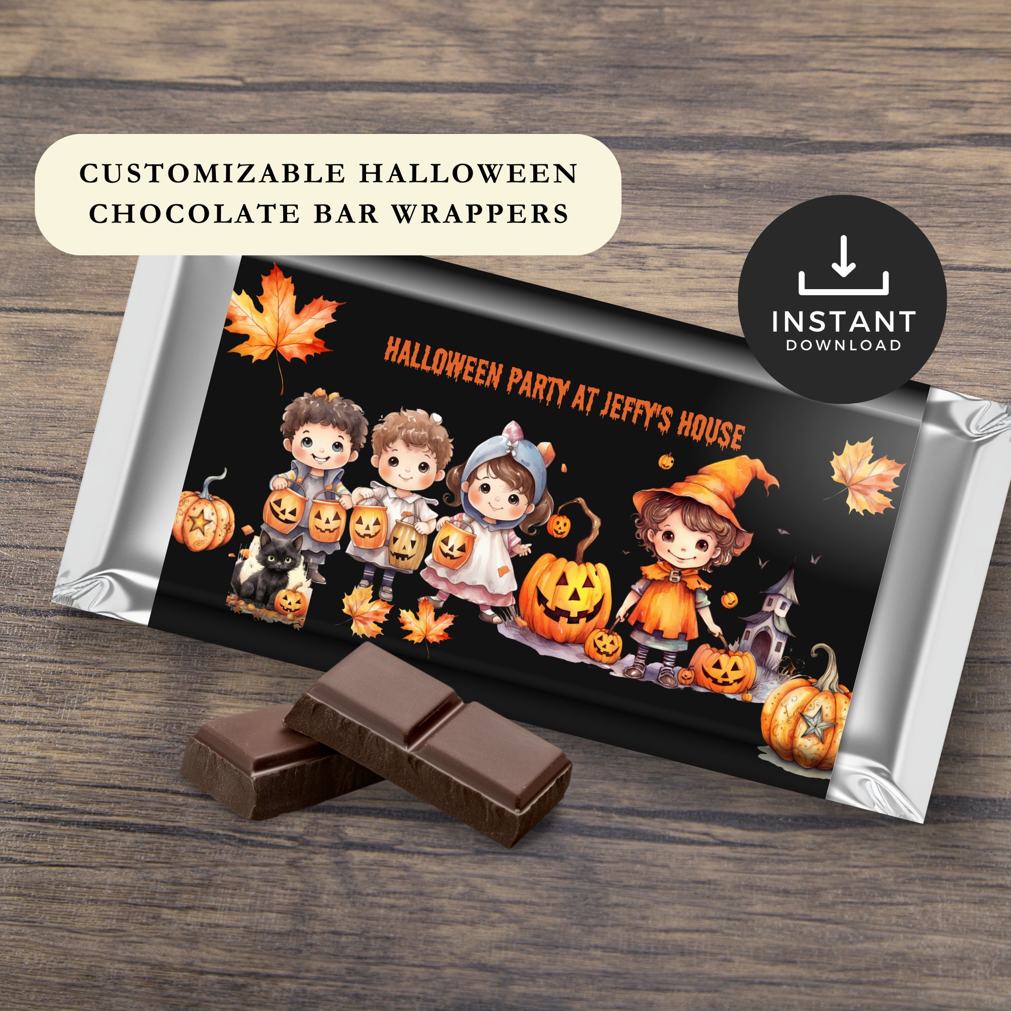 Customizable Chocolate Bar Wrapper, Halloween, Printable Candy Bar ...
