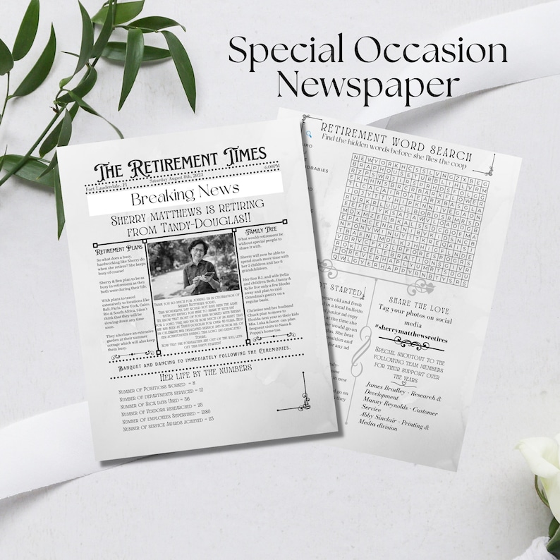 Custom Newspaper Retirement Magazine Template Articles - Etsy